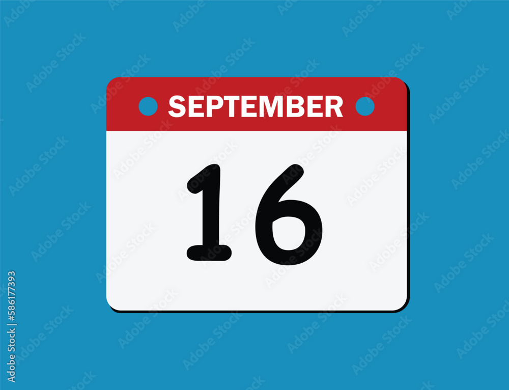 16th September calendar icon. Calendar template for the days of ...