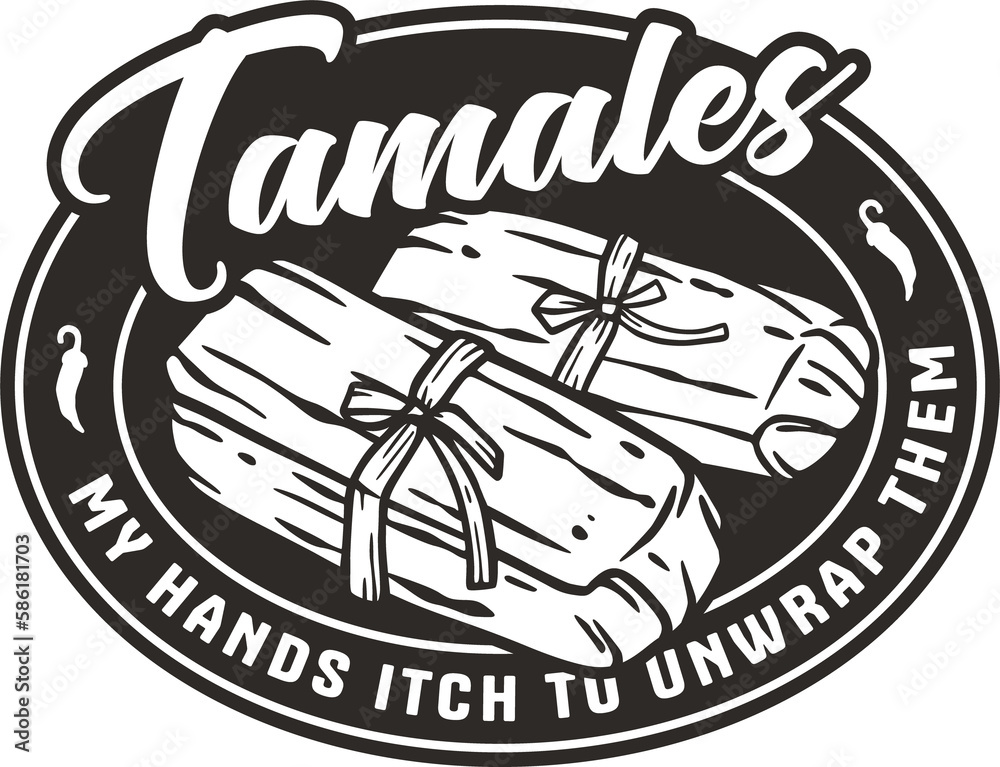 Latin tamale food vector with corn leaves for logo or emblem ...