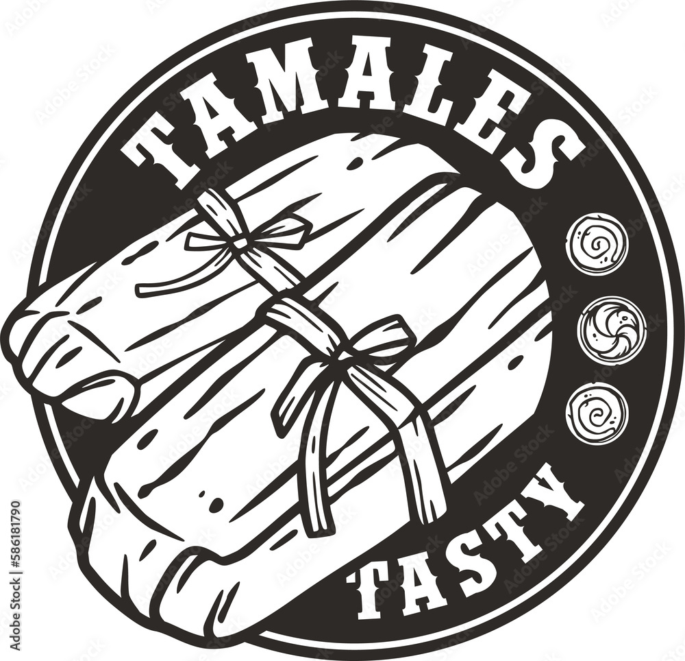 ภาพประกอบสต็อก Latin tamale food vector with corn leaves for logo or ...