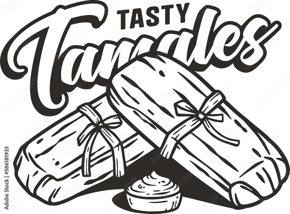 Latin tamale food vector with corn leaves for logo or emblem ...