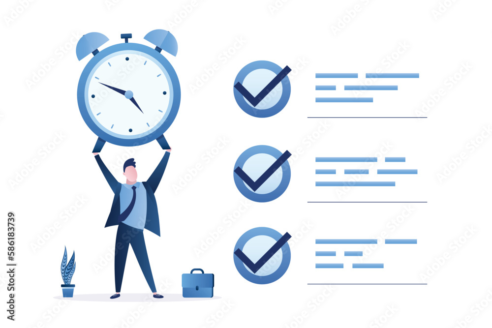 Office worker completed all tasks on time. Deadline concept, time ...