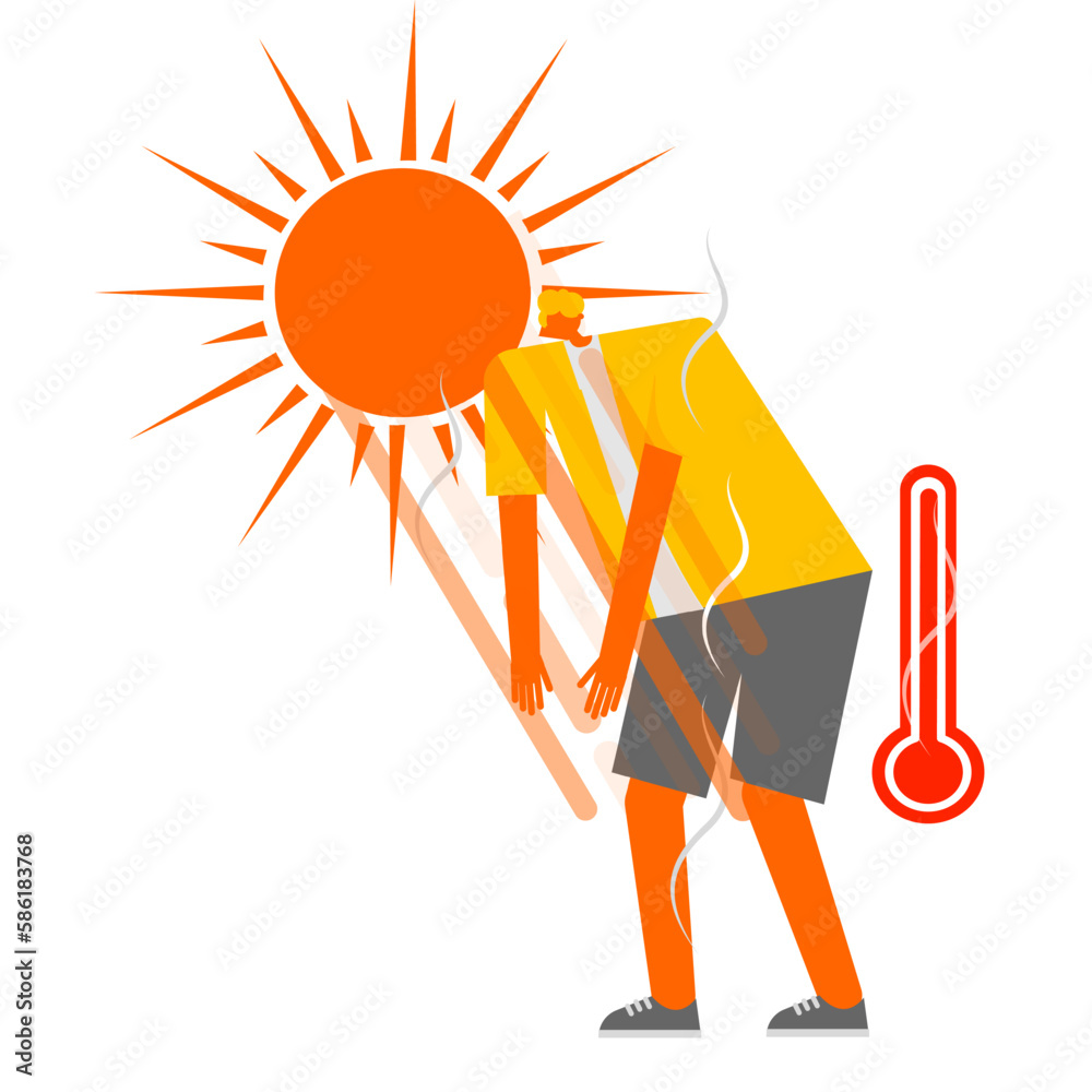 Character design for heatstroke syndrome on extreme high temperatures ...