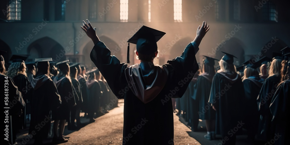 Students celebrate graduation. Graduation at the university. Students ...