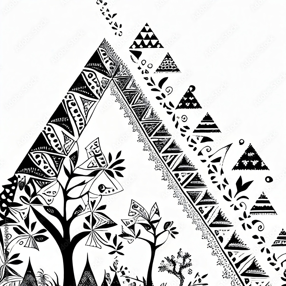 warli line art consisting of triangles for border design Stock ...