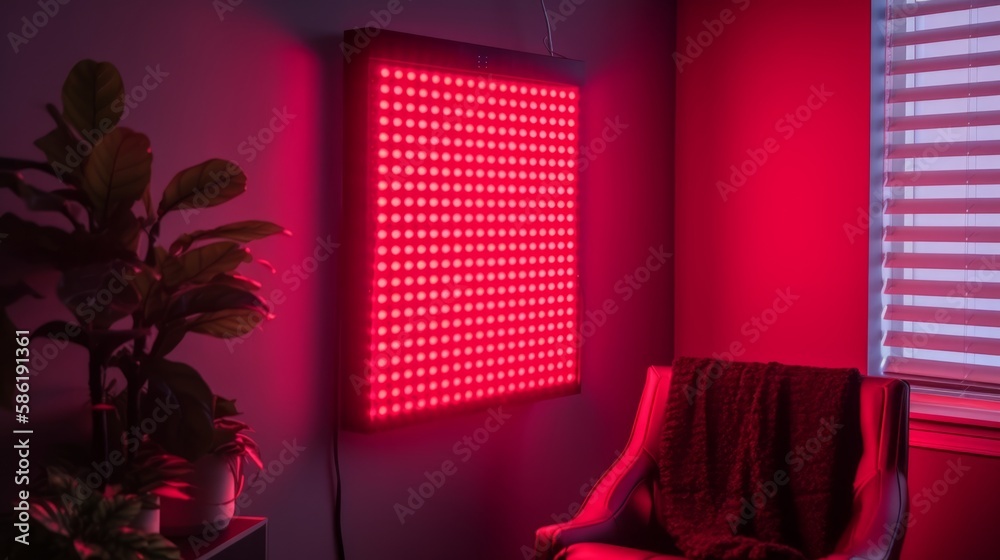 Red Light Therapy Panel hanging on the wall. Generative AI Stock ...