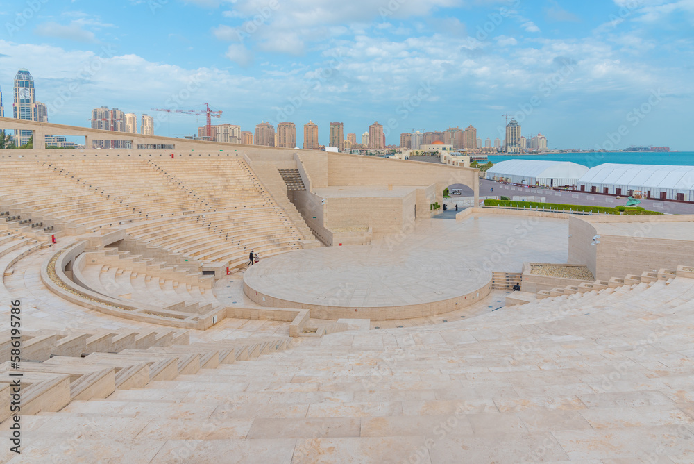 Amphitheatre at the Katara cultural village in Doha, Qatar Stock Photo ...