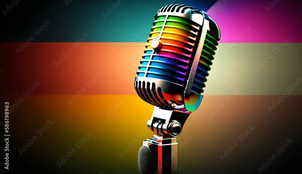 Megaphone and microphone colored with rainbow. LGBTQ concept, gender ...