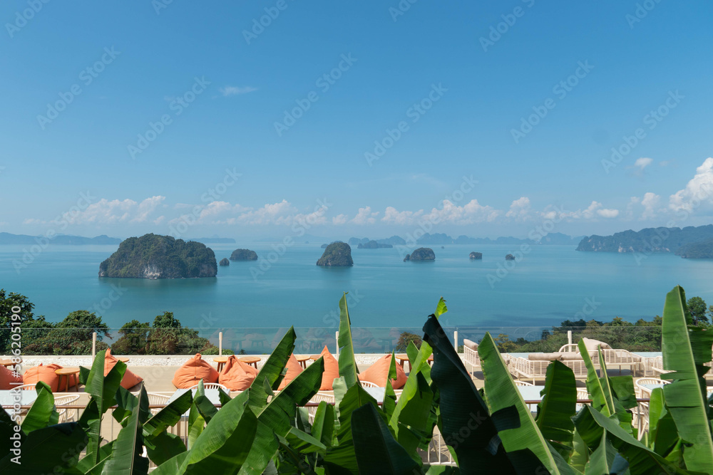 Khaothong view point, view of mountains in Krabi bay with mangrove ...