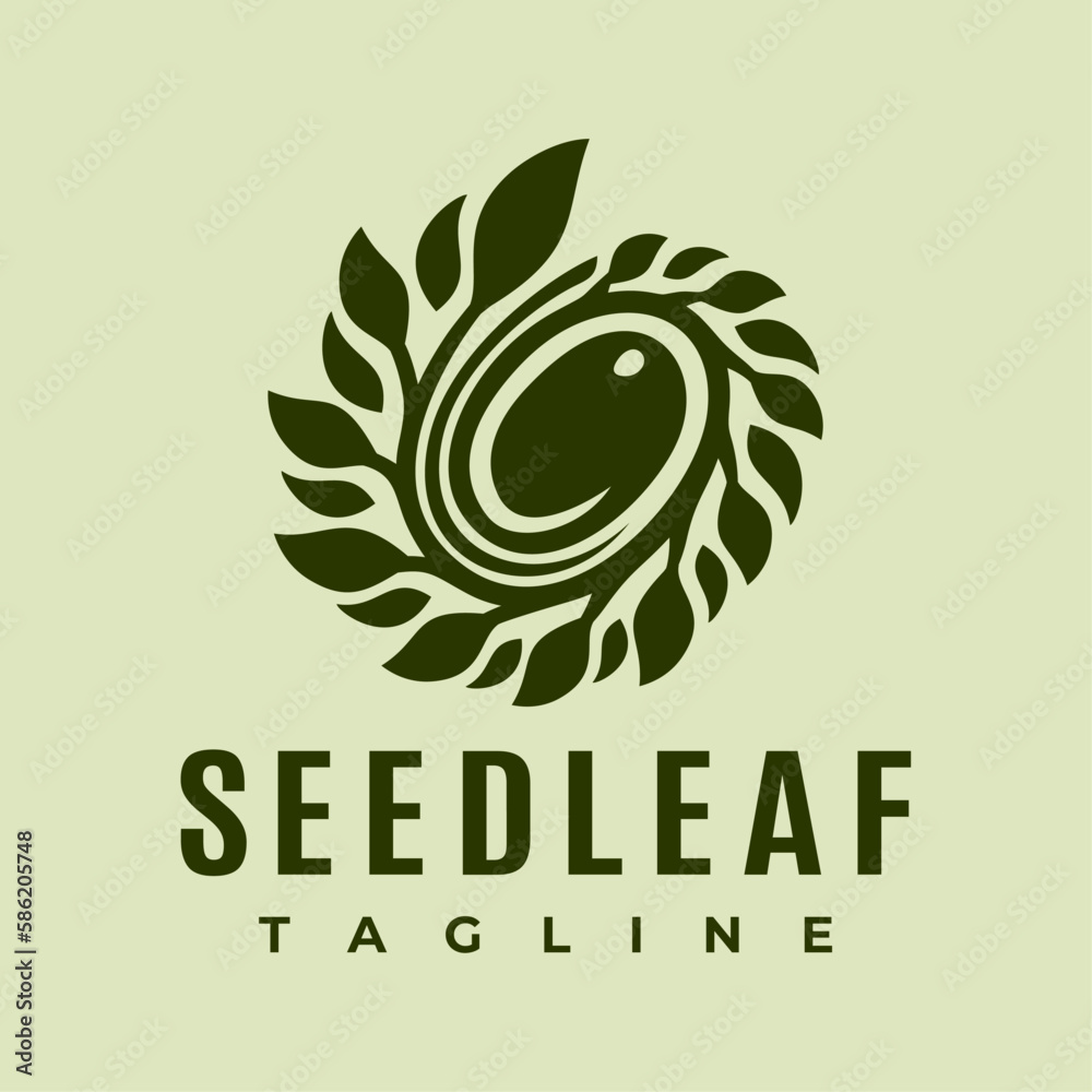 Minimalist seed leaf planting logo design Stock Vector | Adobe Stock