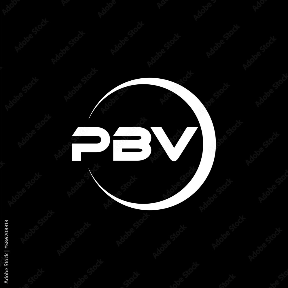 PBV letter logo design with black background in illustrator, cube logo ...