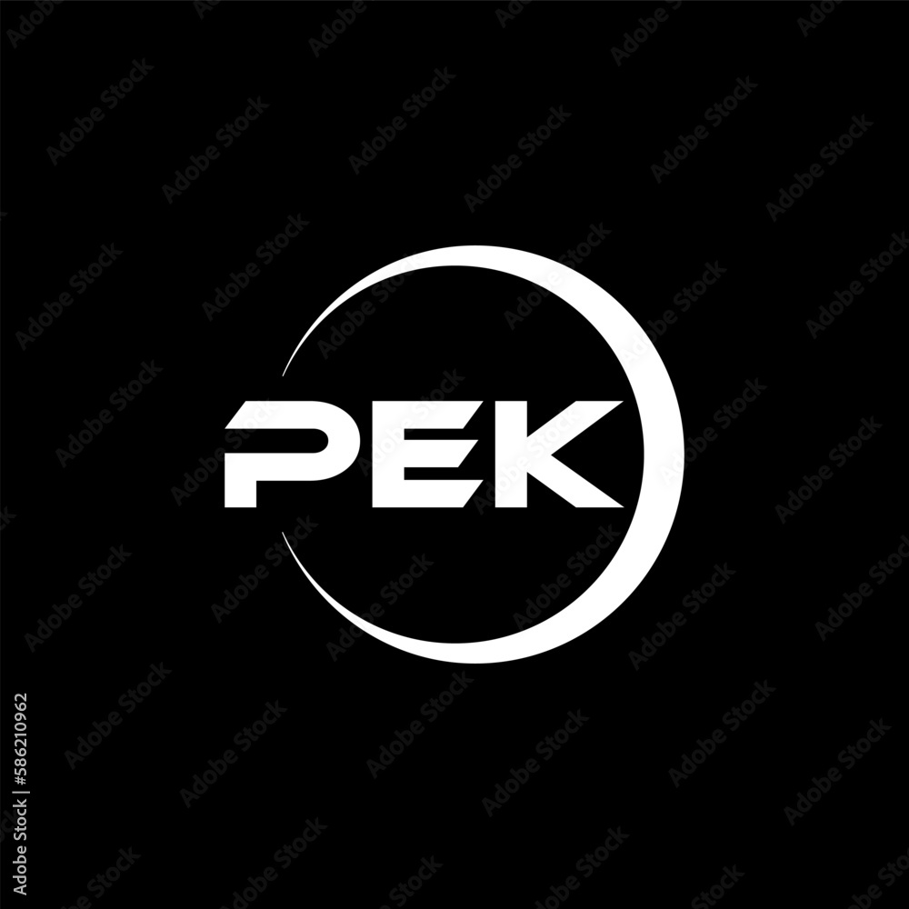 PEK letter logo design with black background in illustrator, cube logo ...