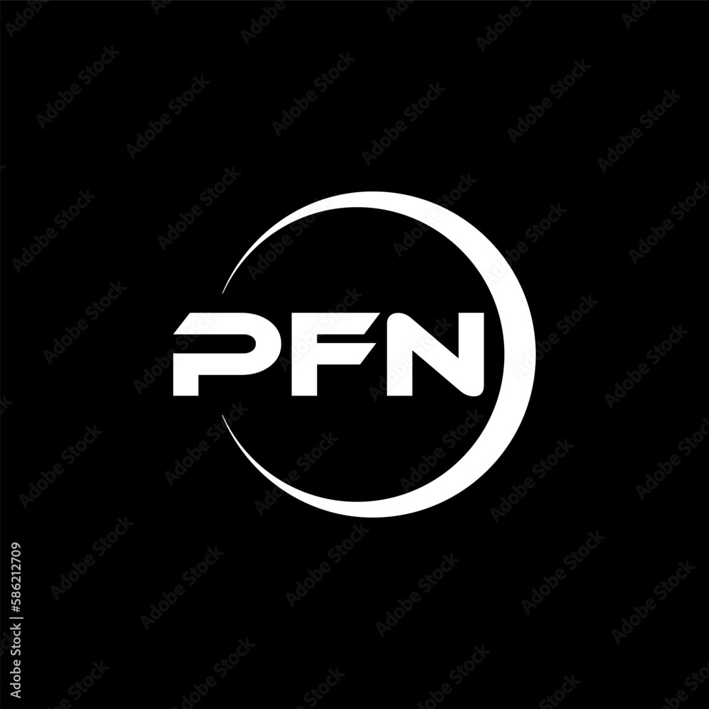 PFN letter logo design with black background in illustrator, cube logo ...
