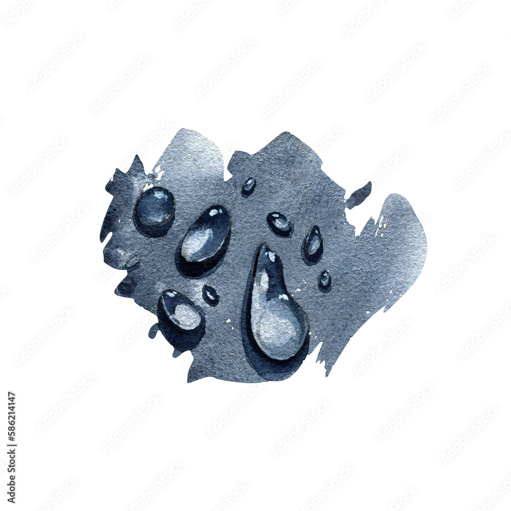 Indigo water drops realistic isolated on white background. Watercolor ...