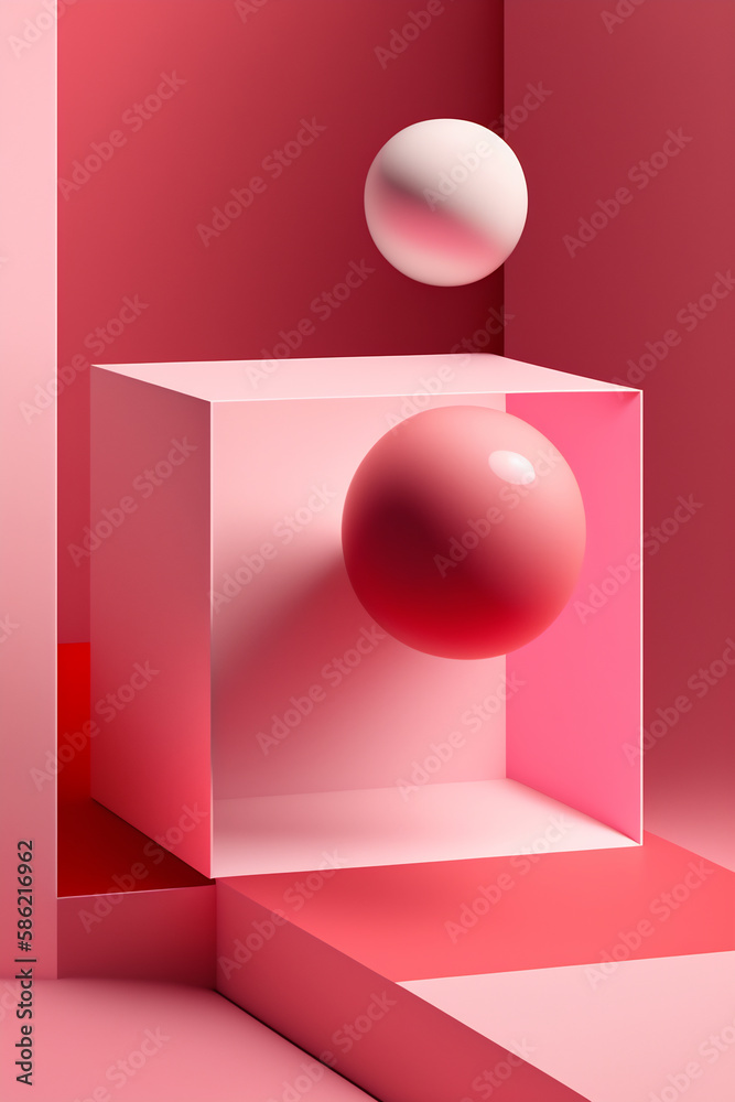 Generative AI illustration of geometric shapes and forms of shiny ...