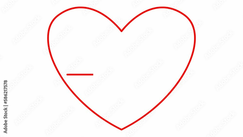 Animated red pounding heart with electrocardiogram. Linear symbol of ...