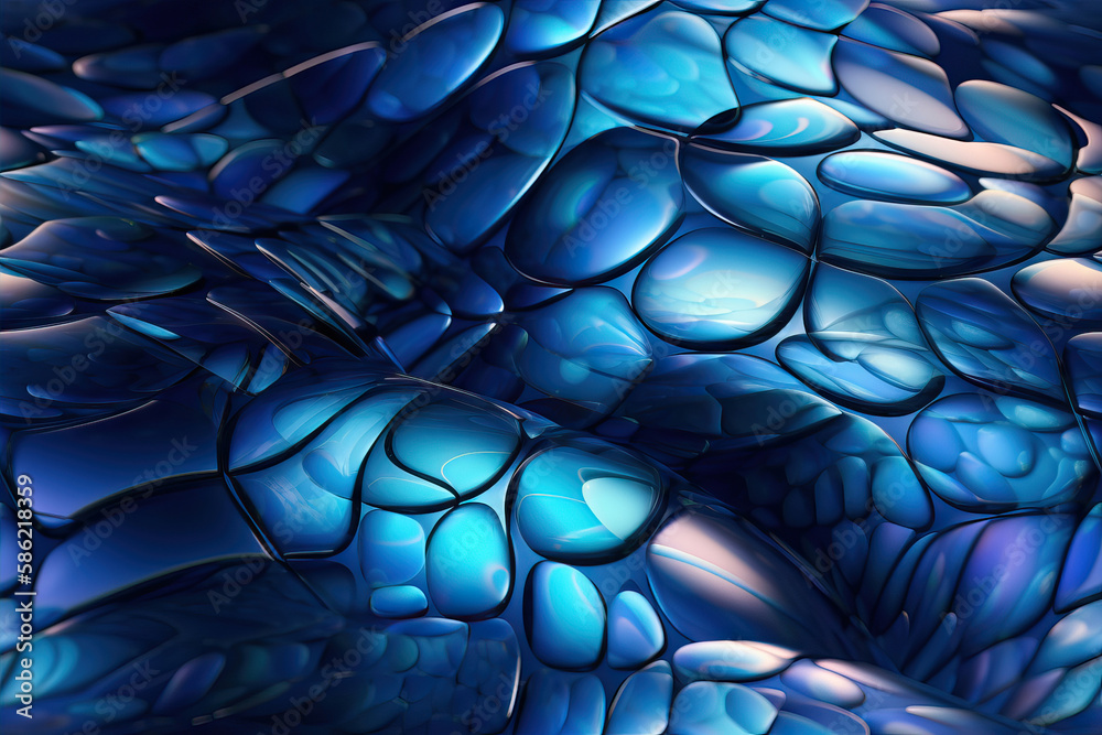 Generative AI illustration of abstract background with shiny blue ...