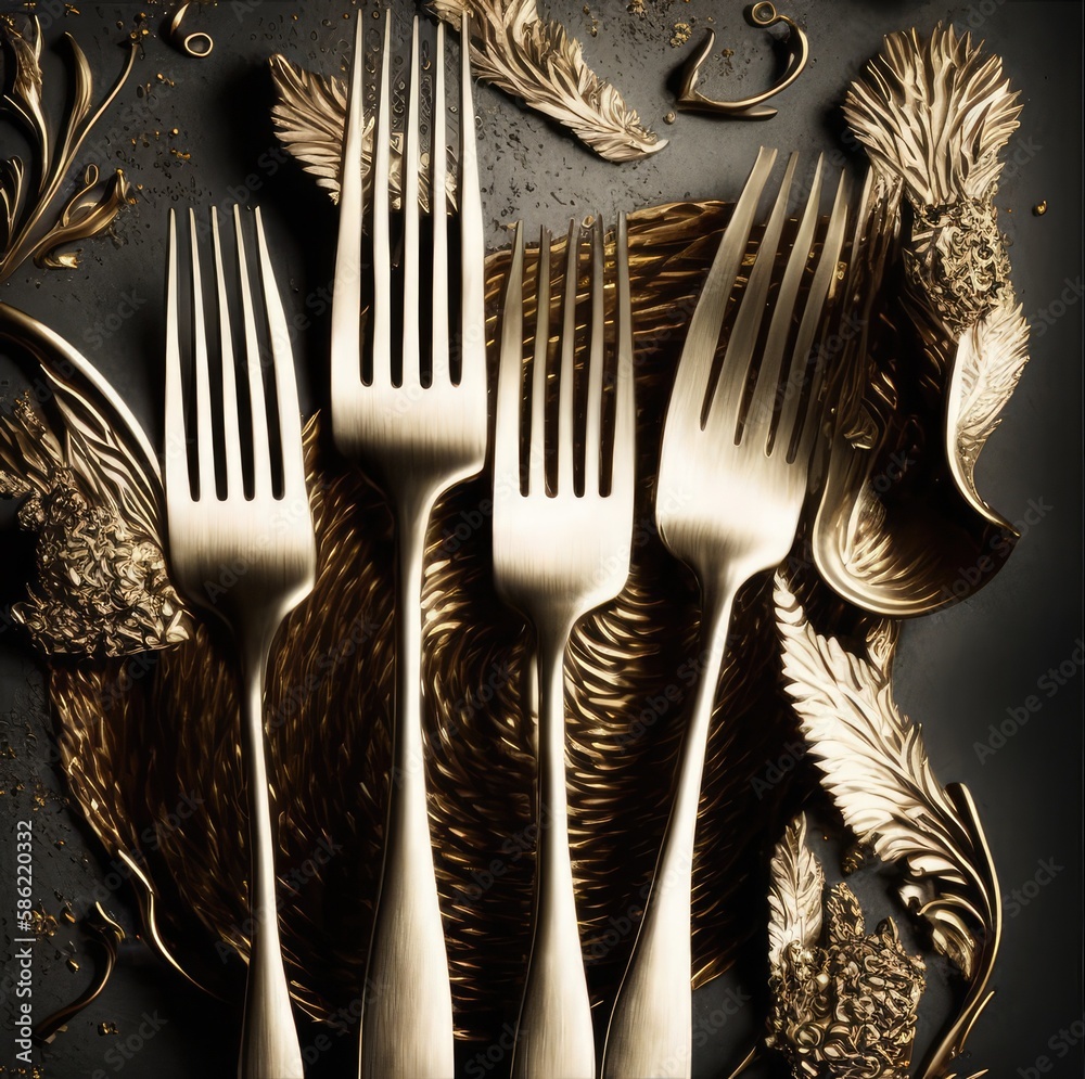 fine dining golden cutlery set banner cook like a pro generative ai ...