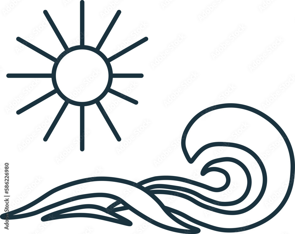 Water Wave line icon. Monochrome simple Water Wave outline icon for ...