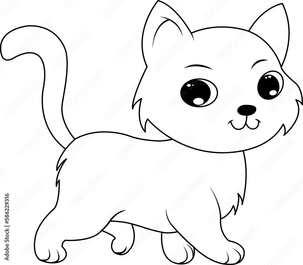 cat line art for coloring Stock Illustration | Adobe Stock