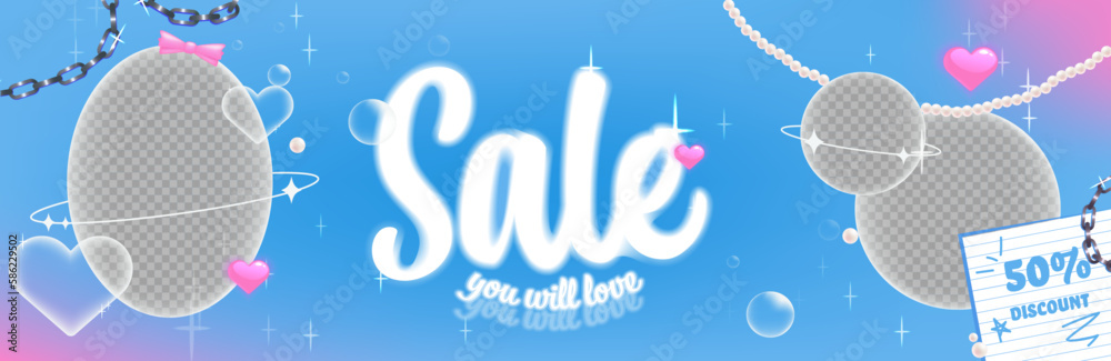 A banner with y2k frames. Vector illustration for social media photo ...