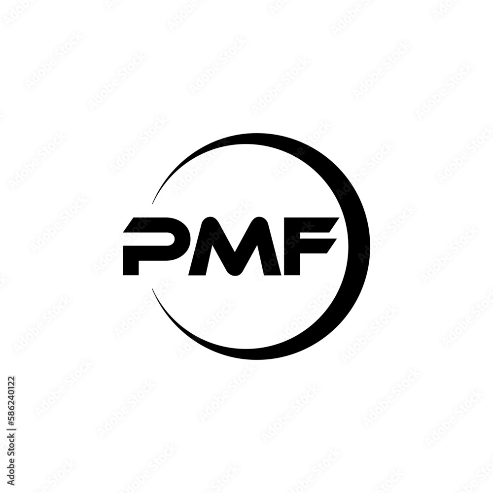 PMF letter logo design with white background in illustrator, cube logo ...