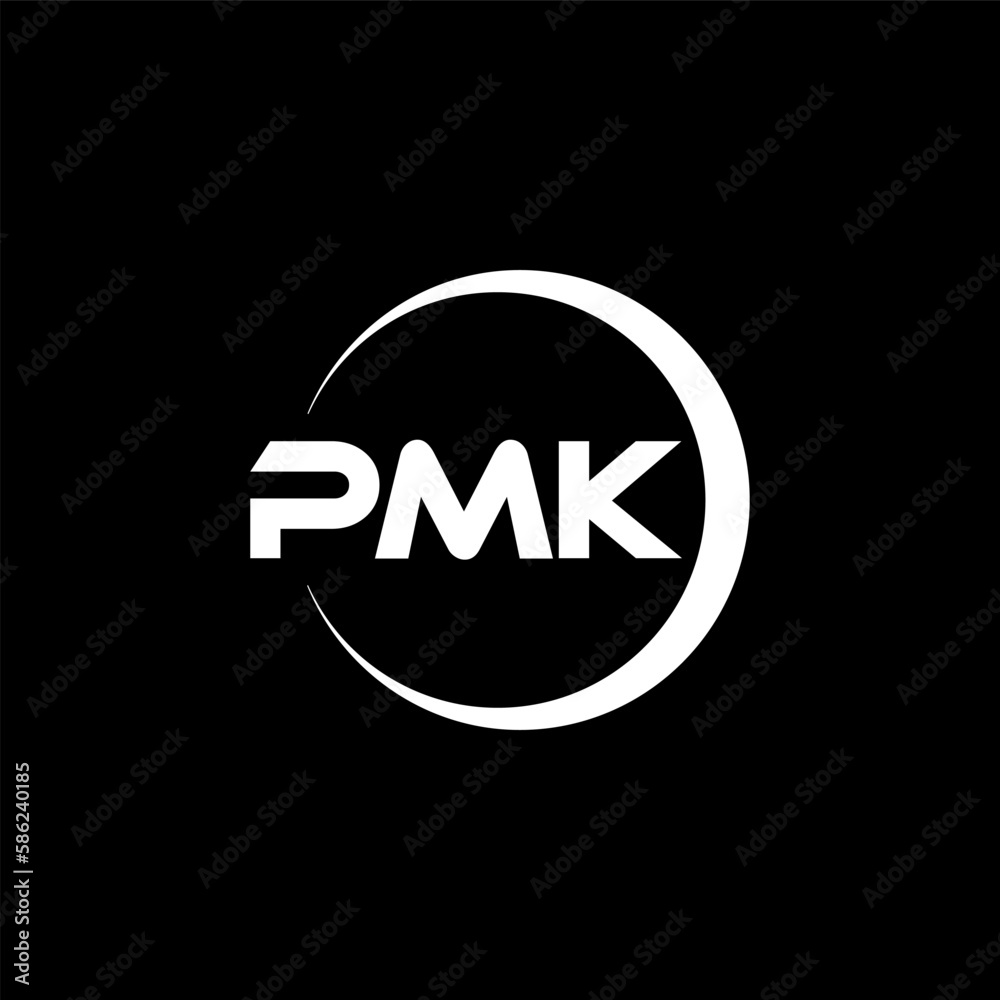 PMK letter logo design with black background in illustrator, cube logo ...