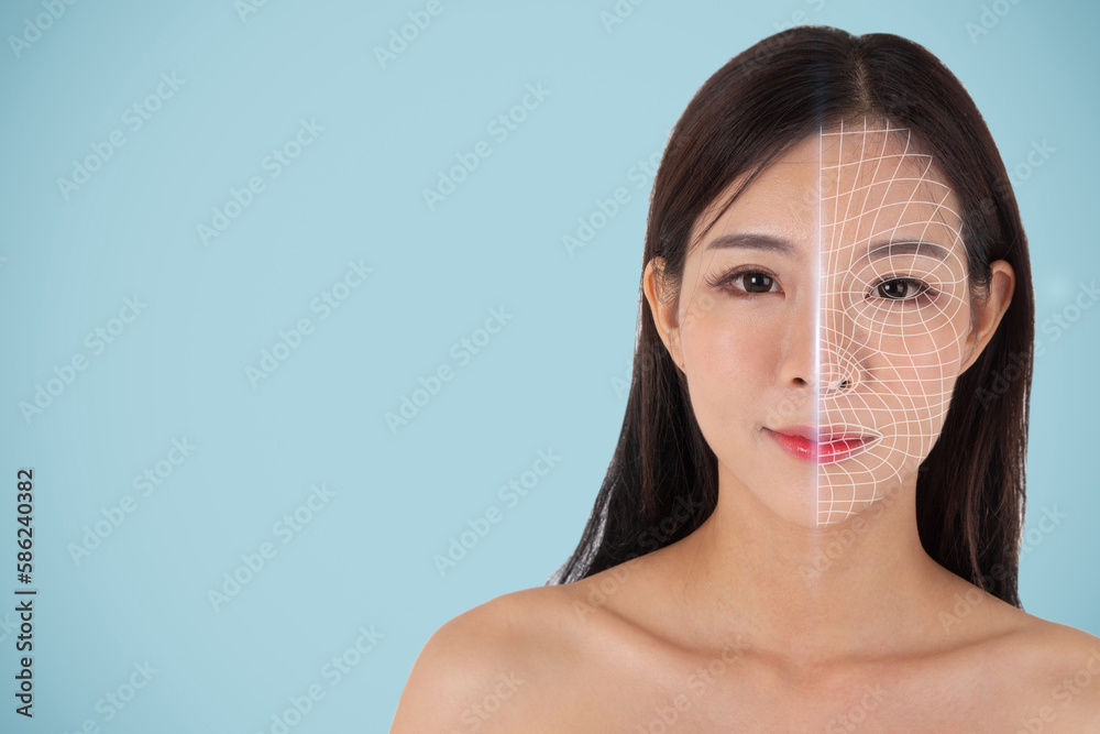 Portrait beauty asian woman healthy smooth clear skin with face ...