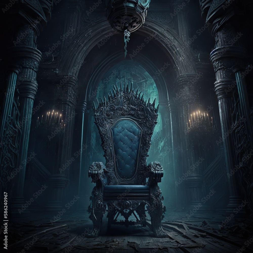 Royal throne in the palace. A chair in the middle of the great hall in ...