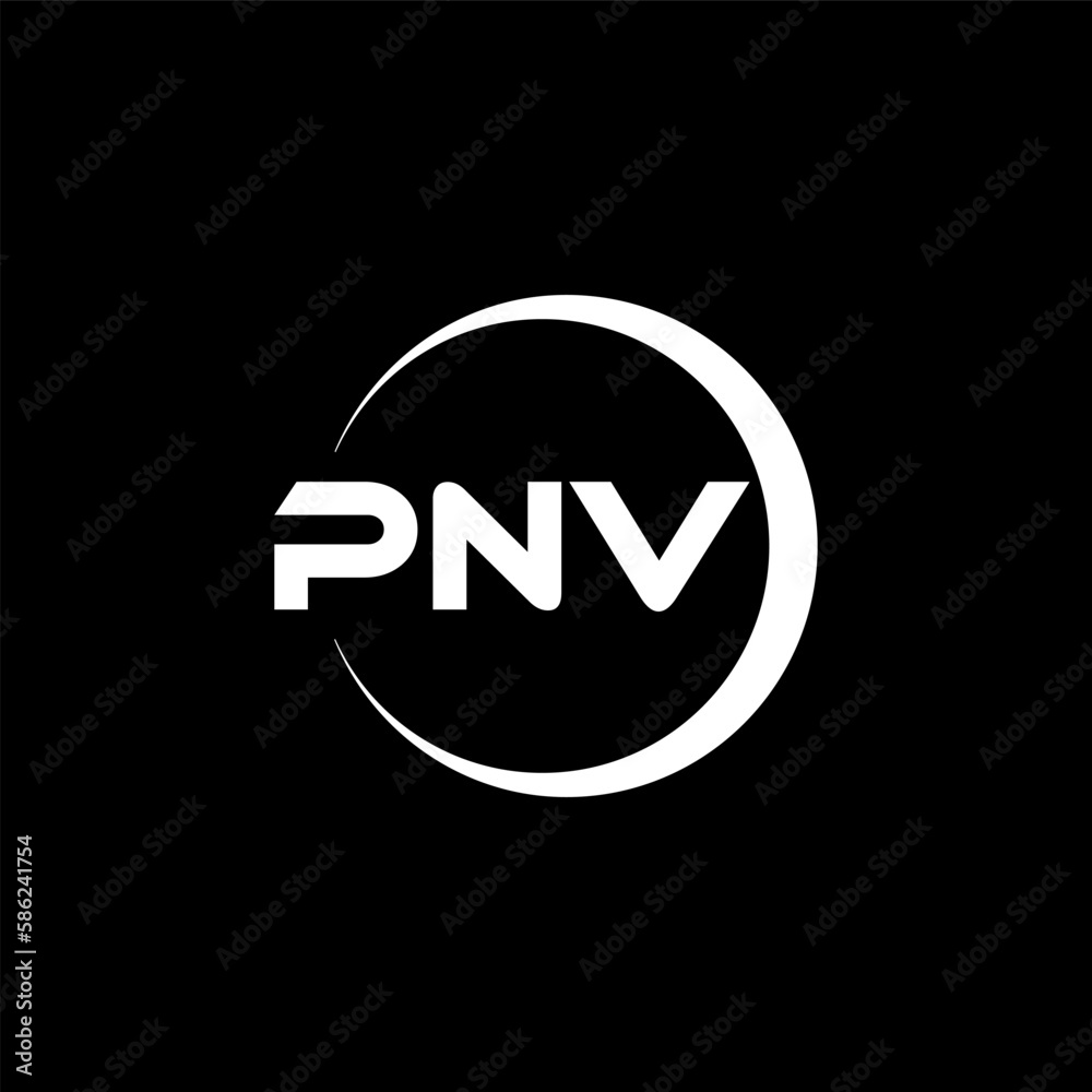 PNV letter logo design with black background in illustrator, cube logo ...