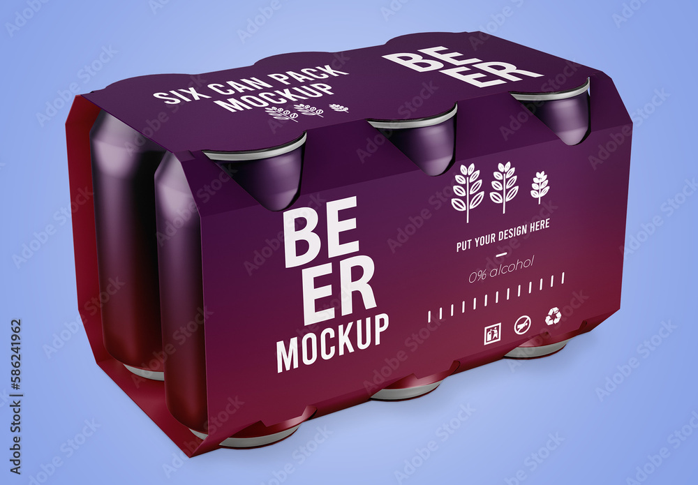 Six Can Pack Mockup Stock Template | Adobe Stock