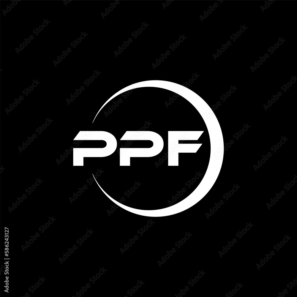 PPF letter logo design with black background in illustrator, cube logo ...