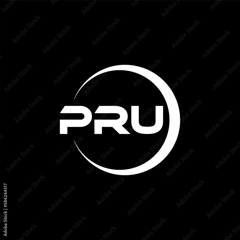 Vecteur Stock PRU letter logo design with black background in ...