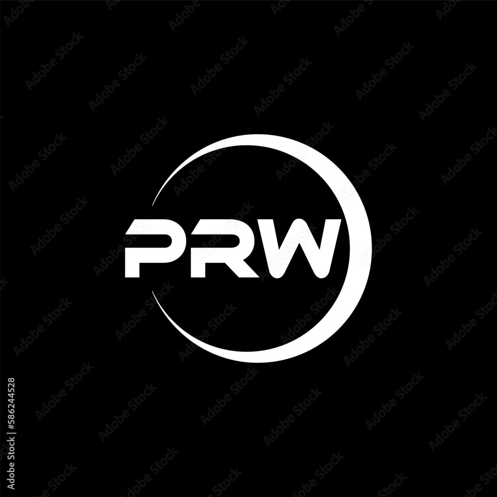 PRW letter logo design with black background in illustrator, cube logo ...