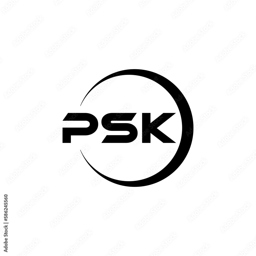 PSK letter logo design with white background in illustrator, cube logo ...