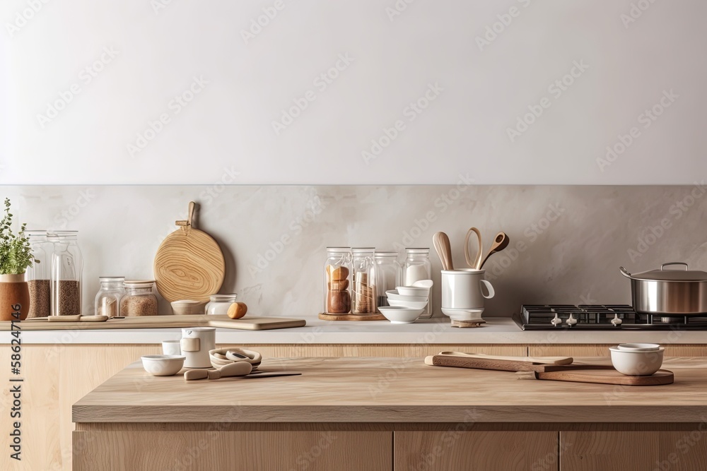 Contemporary kitchen background with blank space for a text Generative ...