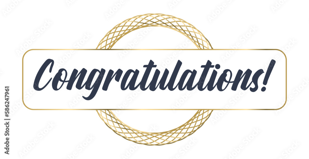 Congratulations lettering message with elegant golden frame. Congrats ...