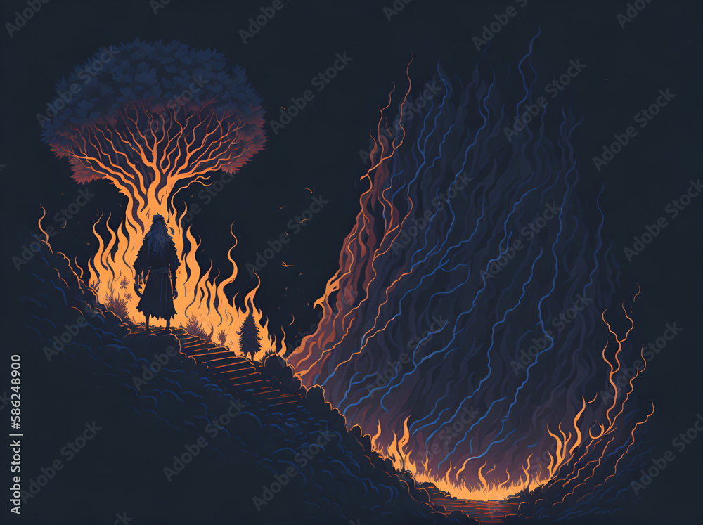 Moses and the Burning Bush - Bible Story concept. AI generated ...