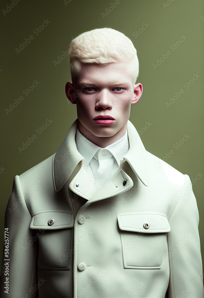 White on white: the elegance of albino skin. Beauty shot in trend with ...