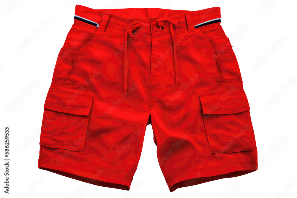 Red Shorts on Isolated Tansparent Background, png mockup. Generative AI ...