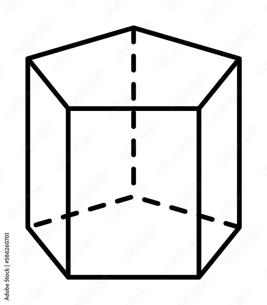Geometric shapes, pentagonal prism icon. Simple line, outline 3d figures icons for ui and ux ...