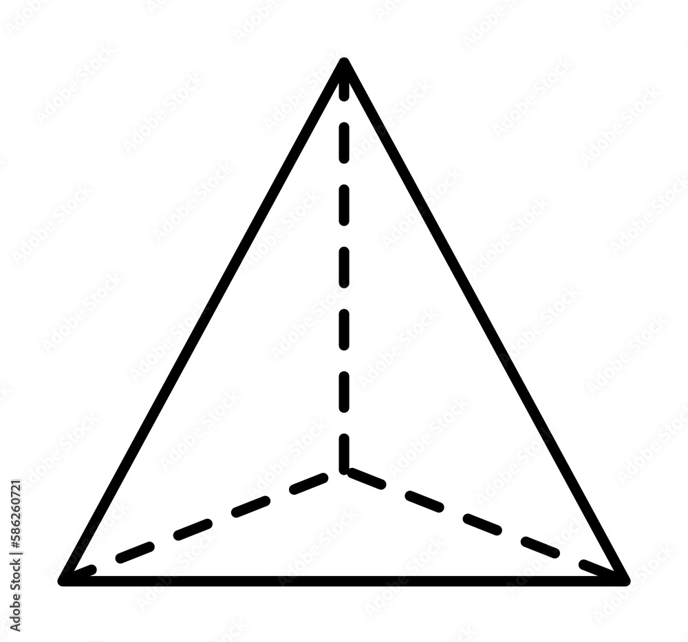 Geometric shapes, tetrahedron icon. Simple line, outline 3d figures ...