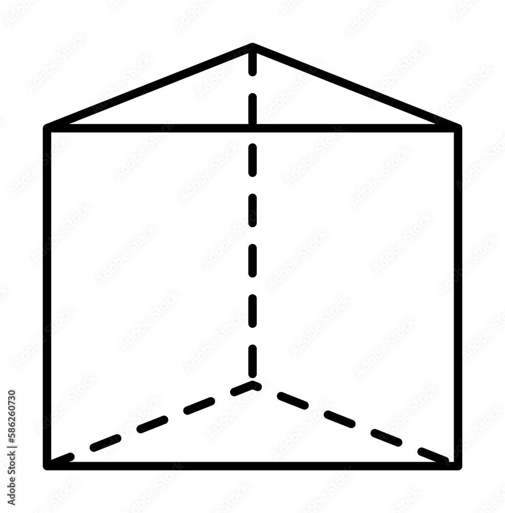 Geometric shapes, triangular prism icon. Simple line, outline 3d figures icons for ui and ux ...