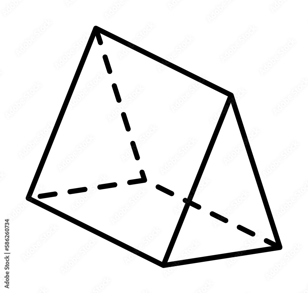 Geometric shapes, triangular prism icon. Simple line, outline 3d figures icons for ui and ux ...