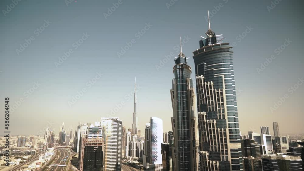 Dubai Downtown view with Burj Khalifa (United Arab Emirates), high-rise ...
