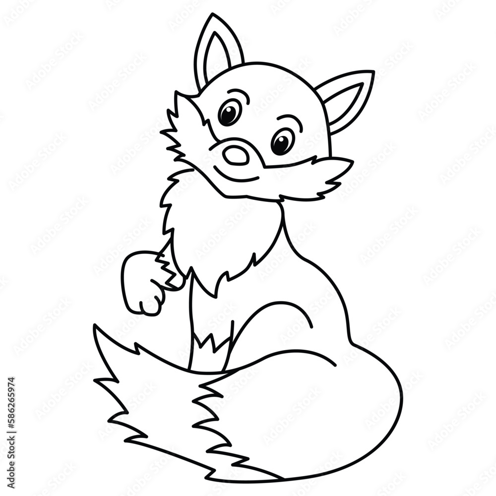 Funny fox cartoon characters vector illustration. For kids coloring ...
