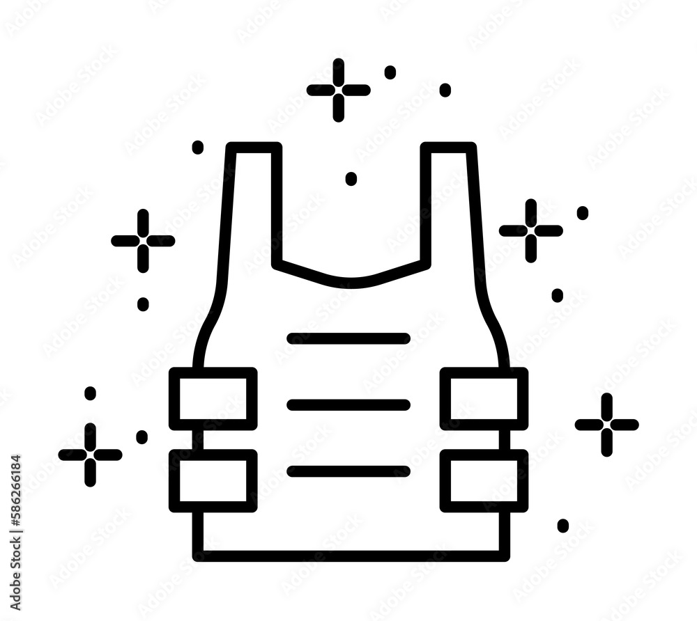 Bulletproof vest protection icon. Simple line, outline of battle royale ...