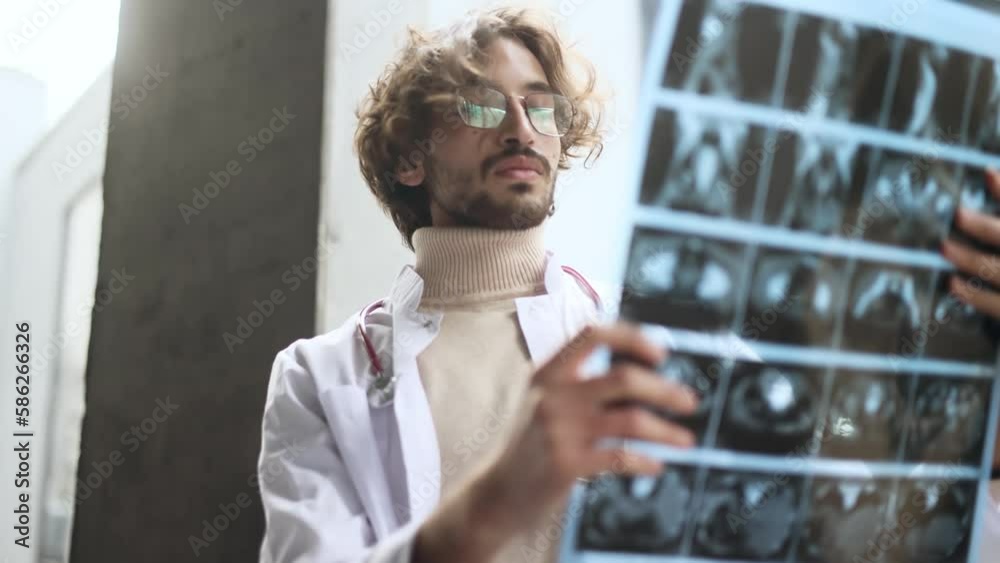 Portrait of concentrated arabian man muslim doctor therapist thinking ...