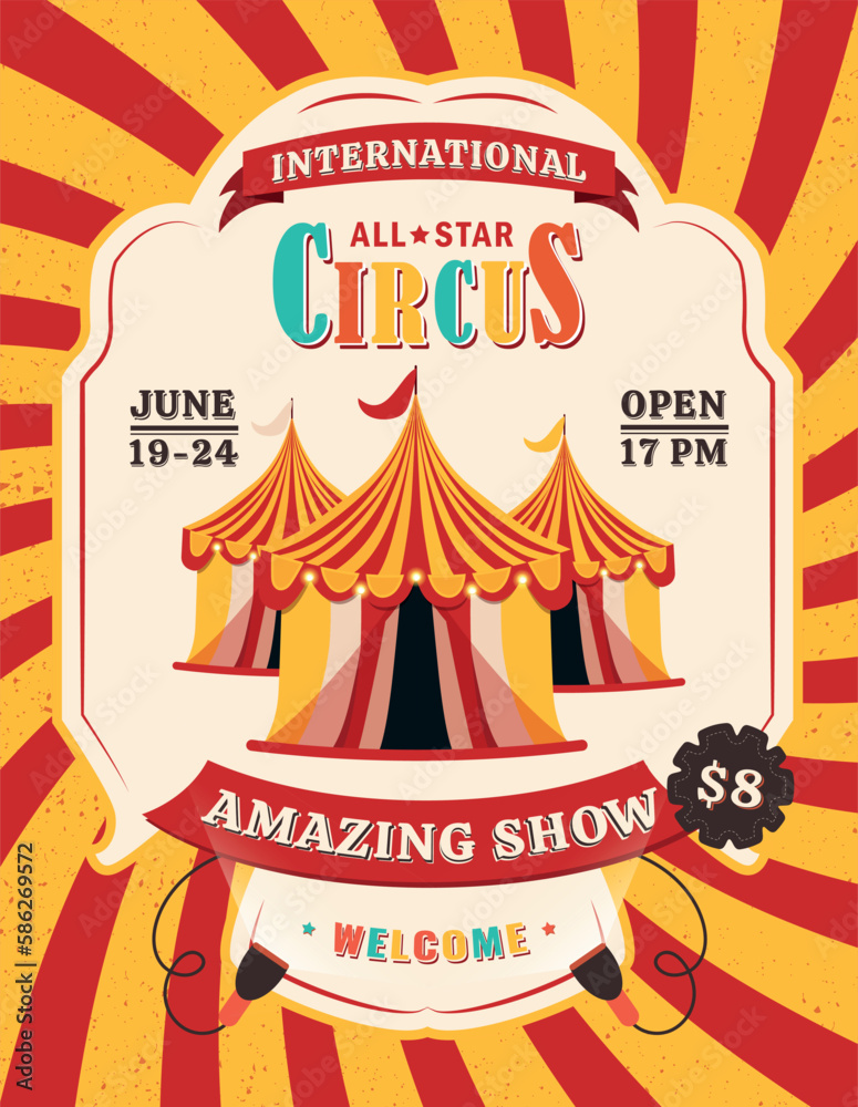 Circus, circus show. Circus poster, poster, banner. Vector illustration ...
