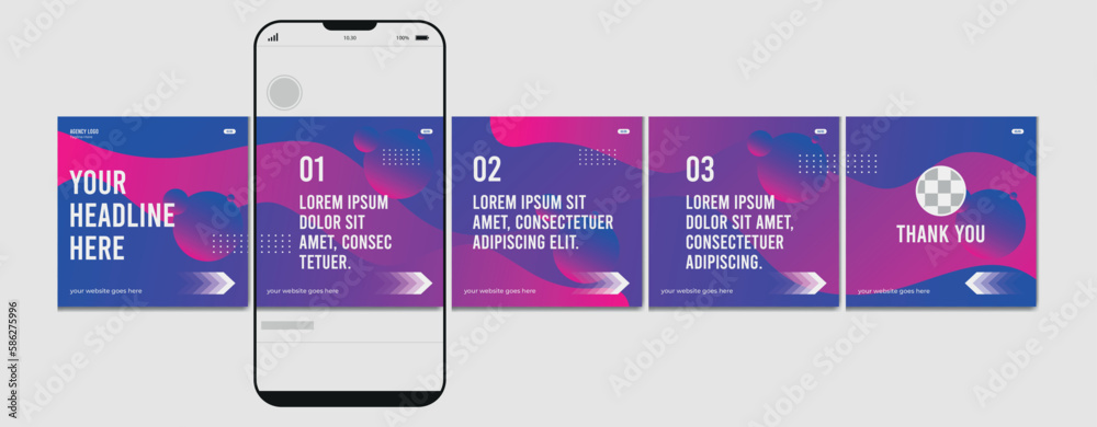 Set Of Instagram Carousel Post Template, Editable Instagram Carousel ...
