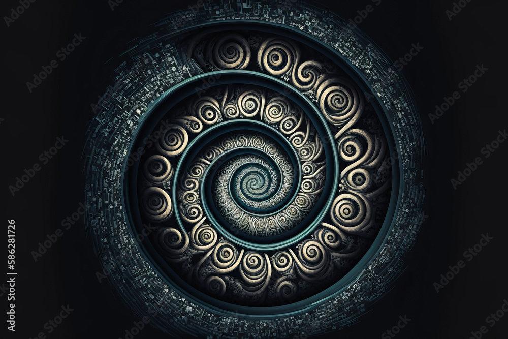 Fully stylized image depicting time travel as a spiraling vortex ...